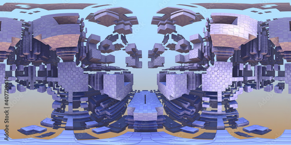 360 degree labyrinth, abstract maze background, equirectangular ...