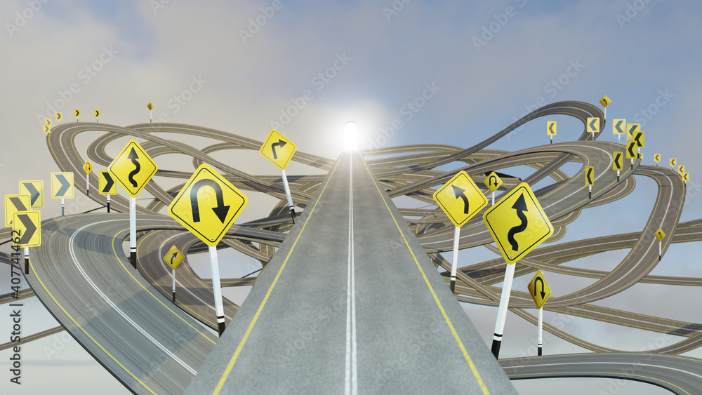 straight path to success choosing the right strategic path with yellow ...