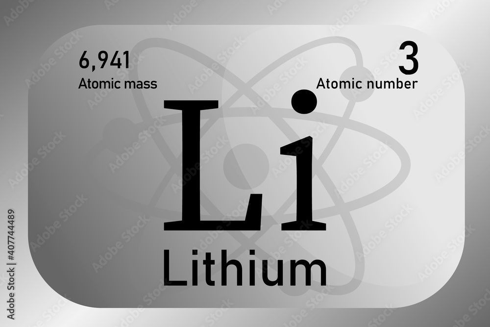 Vector illustration of a sign, symbol of the lithium atom, an element ...