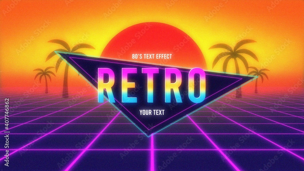 Retro Title 80s Effect Stock Template | Adobe Stock