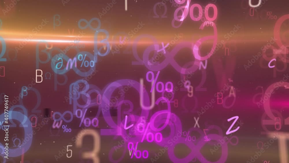Digital animation of multiple changing numbers symbols alphabets ...
