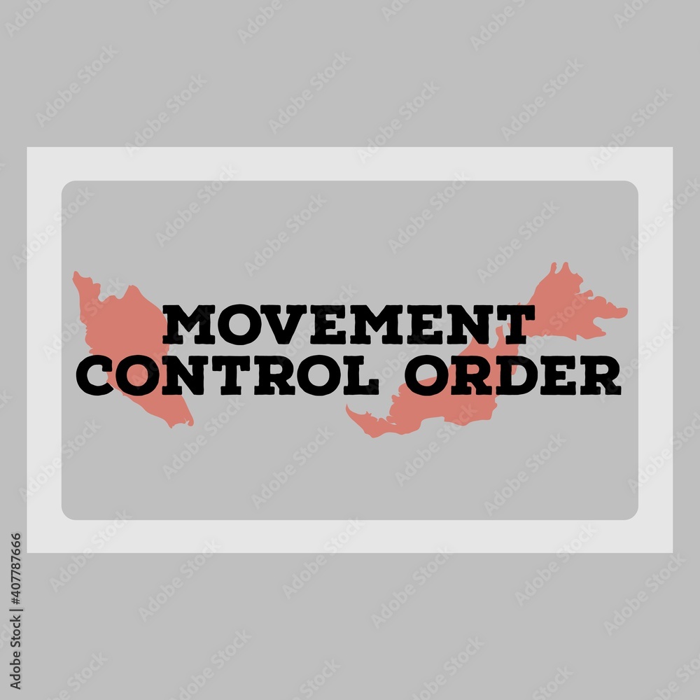 Movement control order illustration on grey background with Malaysia ...