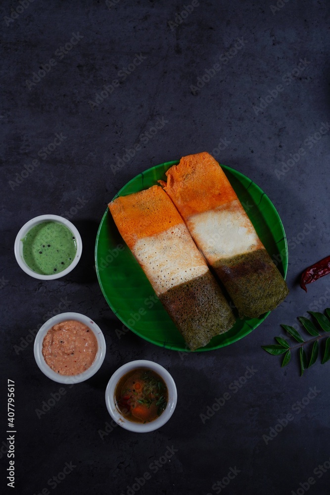 Tri color or Tri colour Dosa - Indian flag color food for republic and ...