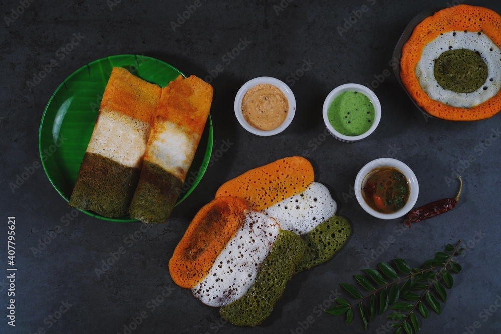 Tri color or Tri colour Dosa - Indian flag color food for republic and ...