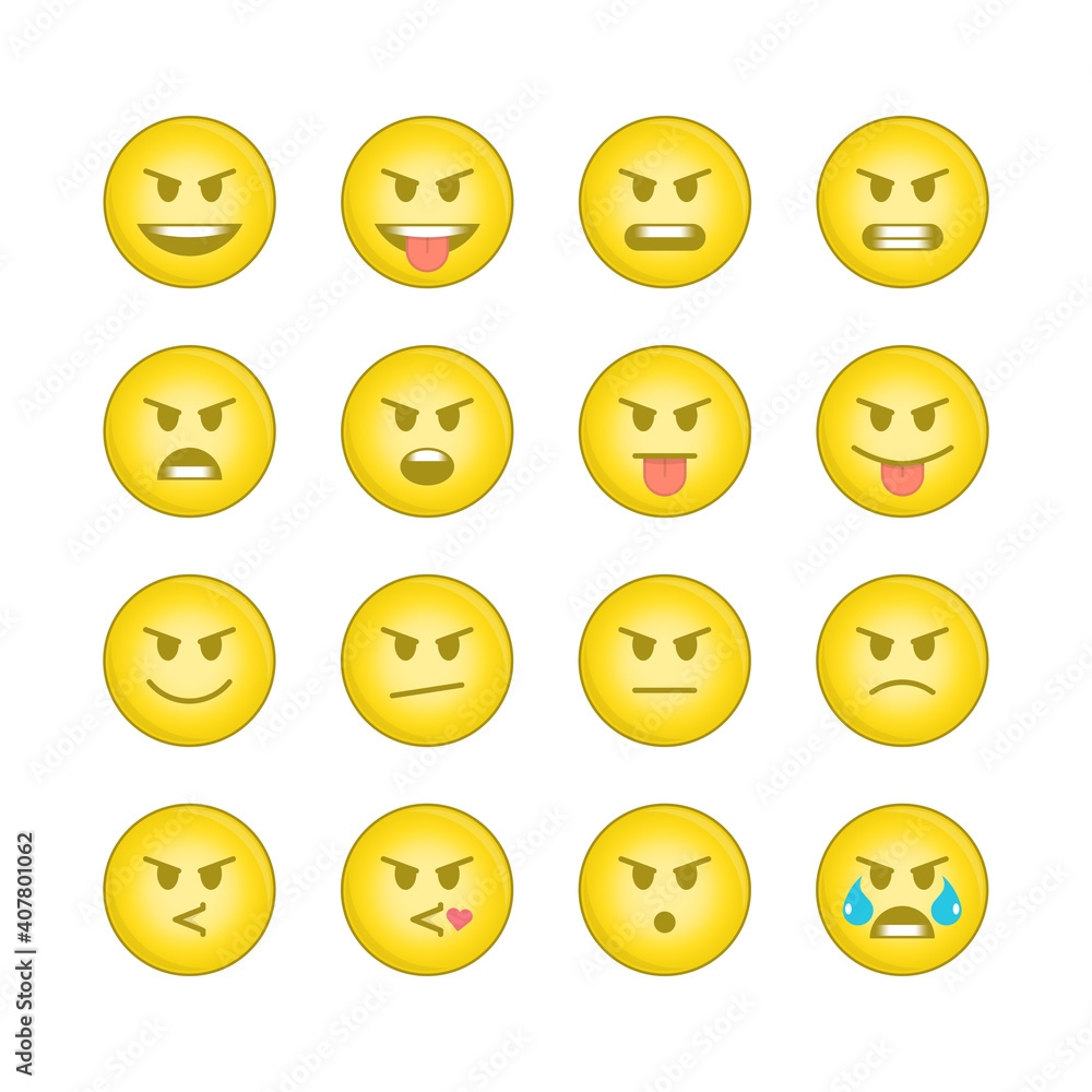Emoji face sets. Icons Emoticons collection 5 of 15. Kit of emoji signs ...