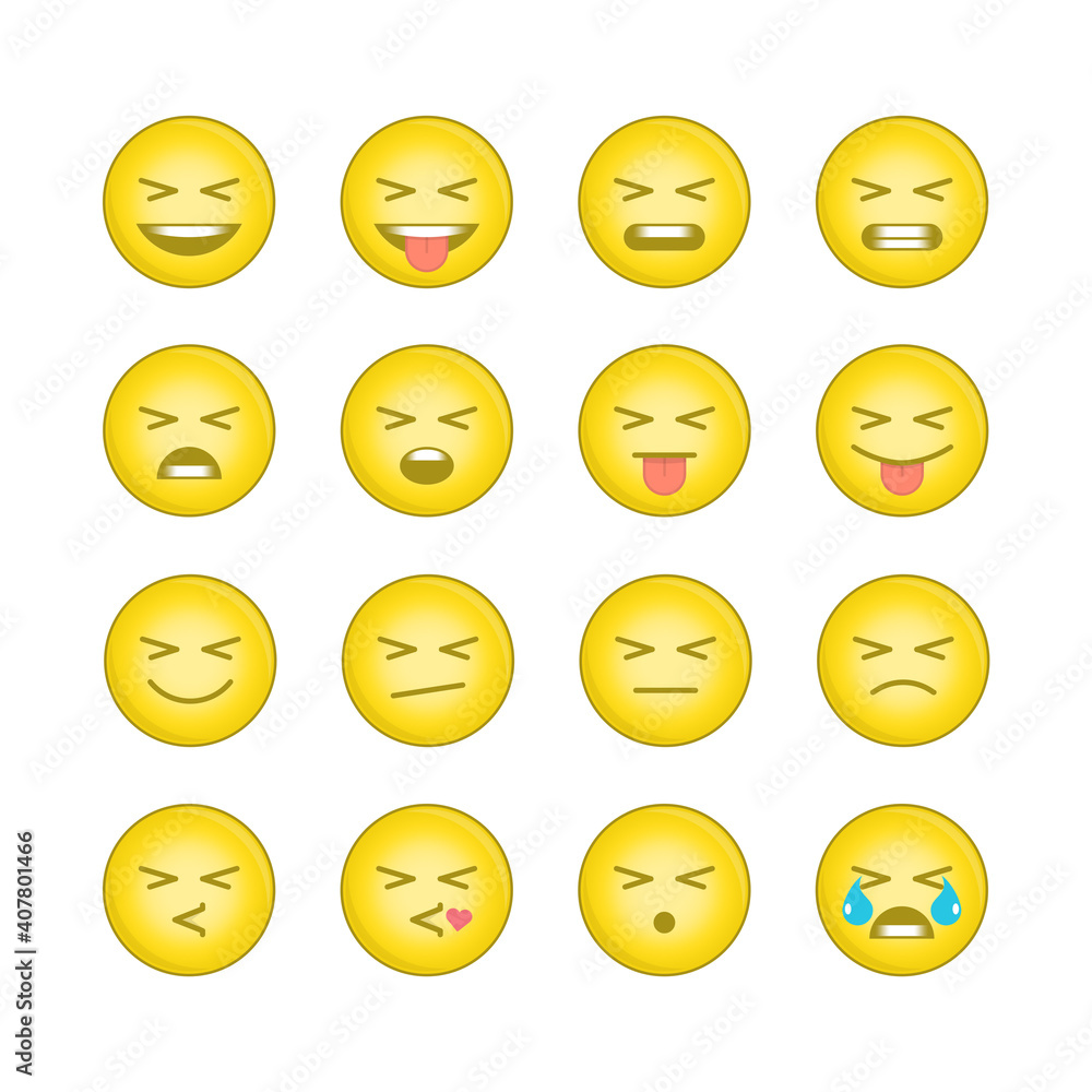 Emoji face sets. Icons Emoticons collection 3 of 15. Kit of emoji signs ...