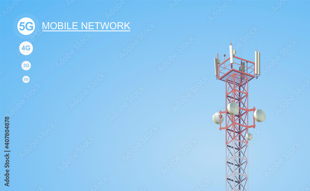 5G Cell tower wireless 5th generation technology Stock Vector | Adobe Stock