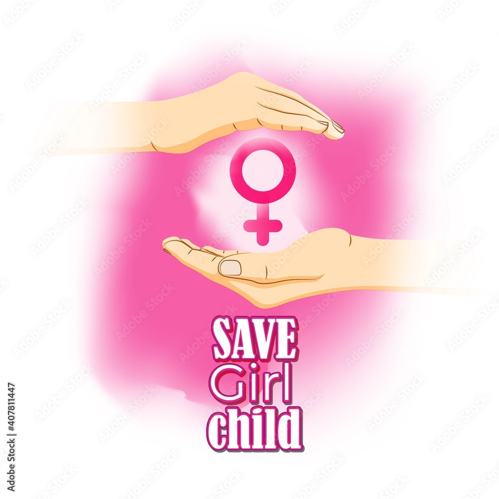 Vector illustration concept of Save Girl Child poster, spreading social ...