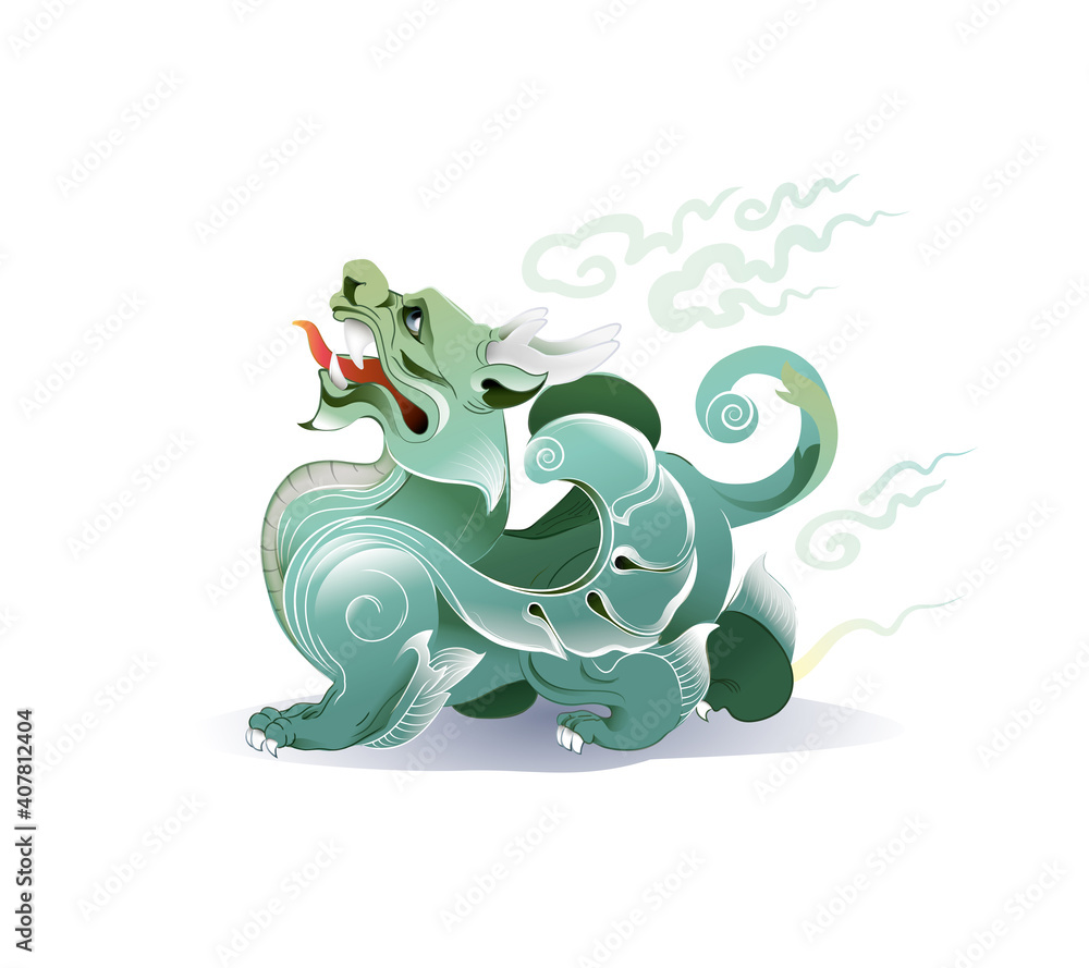 Vector of Pixiu Chinese mythical hybrid creature. Stock Vector | Adobe ...