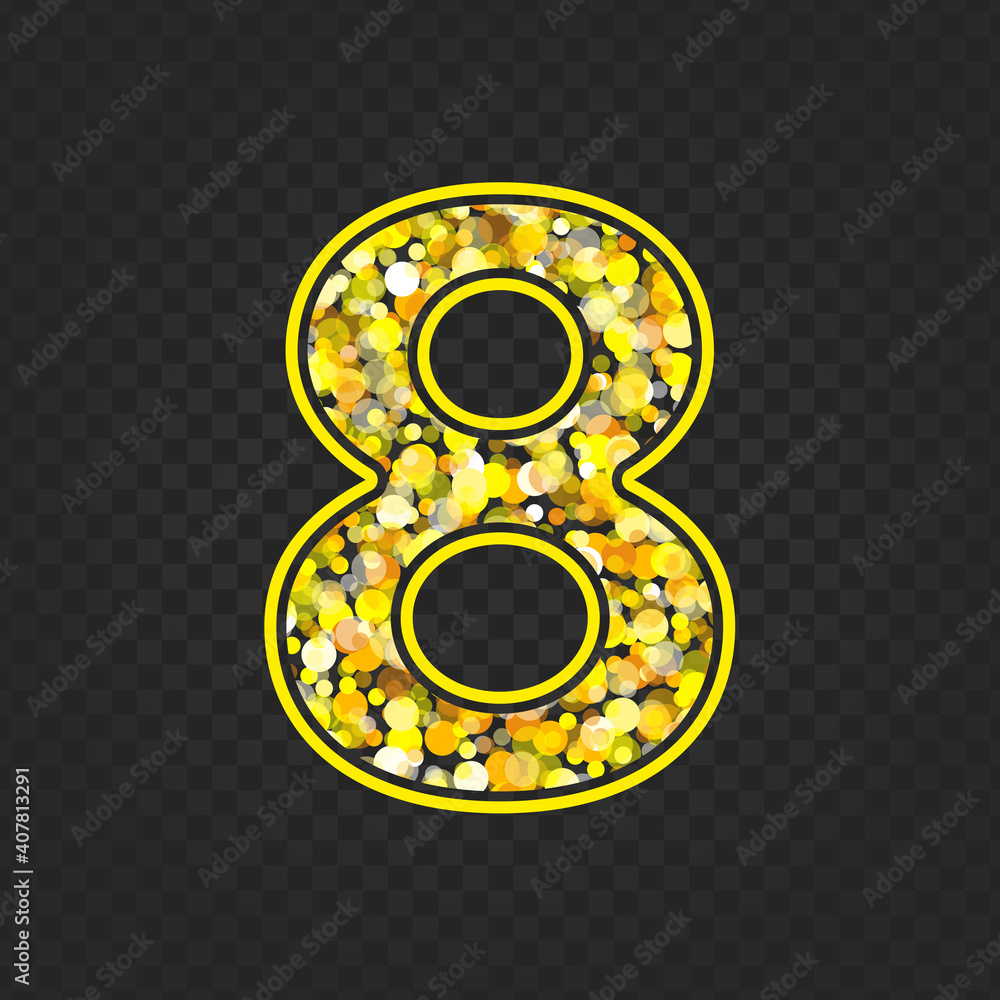 Gold glittering number eight on transparent background. Shining golden ...