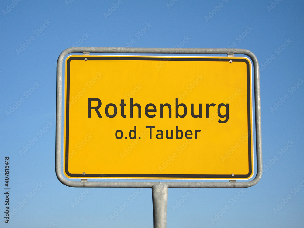 Ortsschild Rothenburg ob der Tauber Stock Photo | Adobe Stock