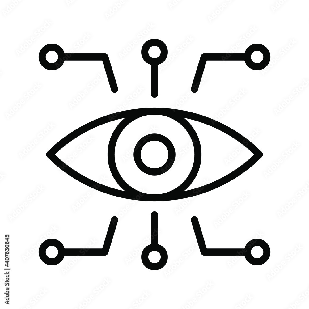 Bionic eye icon. Thin linear bionic eye outline icon isolated on white ...