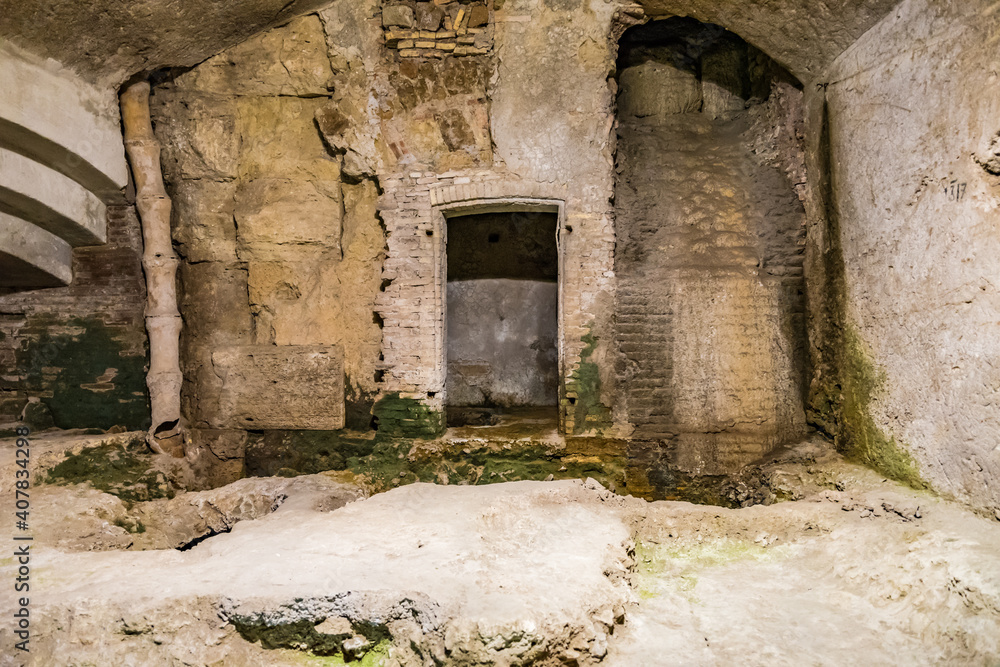 ROME, ITALY - JUNE 14, 2019: The Crypta Balbi is a part of the National ...