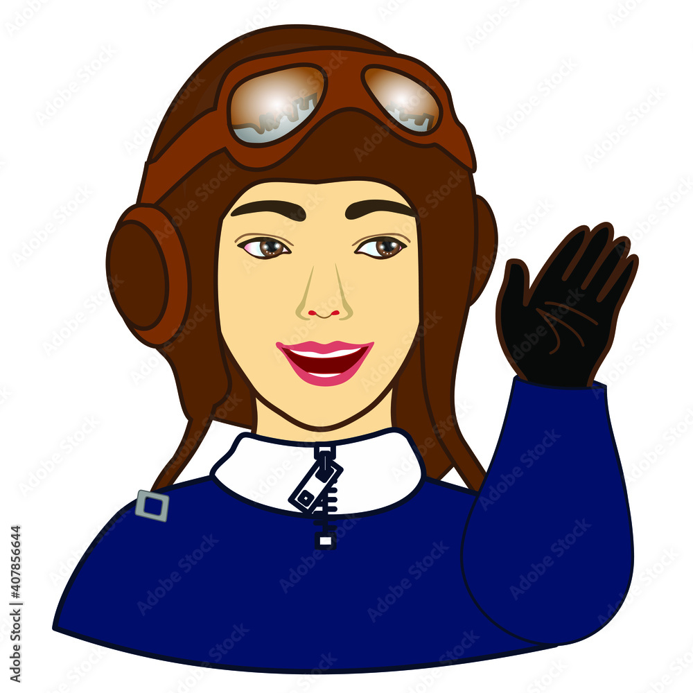 emoji with retro airplane pilot in a vintage flying helmet with ...