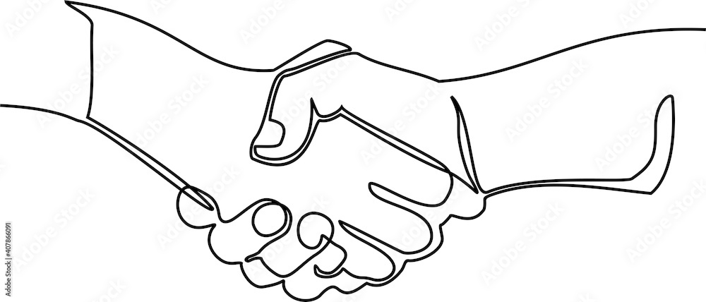Handshake continuous line vector drawing. Business agreement vector ...