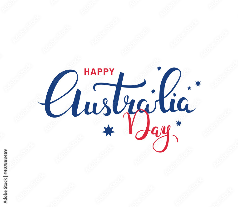 Greeting card with text: Happy Australia Day. National holiday in ...