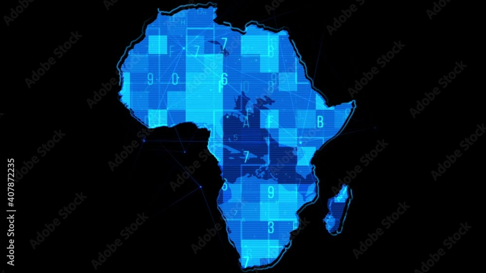 Africa digital cyber technology map background. Digital map network or ...