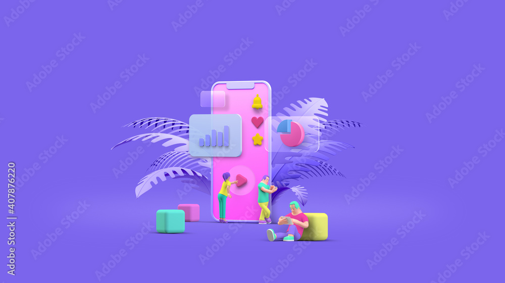 Mobile Phone Smartphone Web UI UX app Design Teamwork concept 3D ...