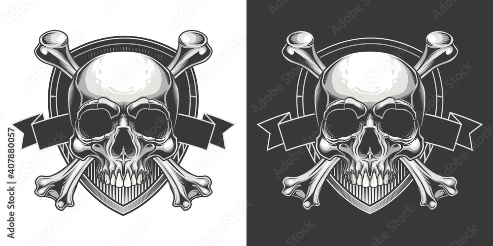 Vecteur Stock Traditional Jolly Roger design. Vector illustration of ...