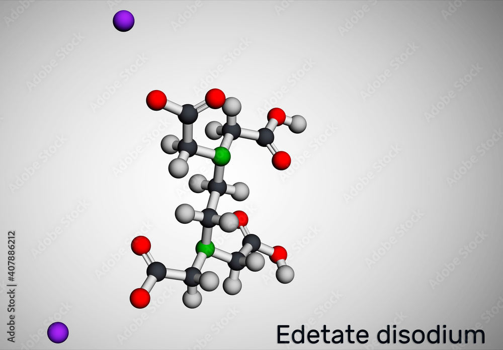 Disodium EDTA, edetate disodium, disodium edetate, molecule. It is ...