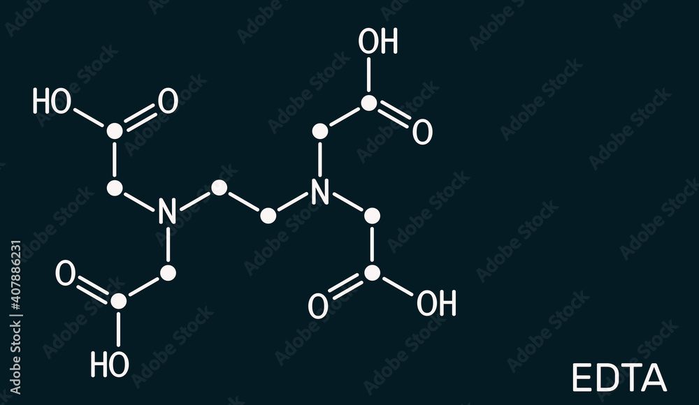 Ethylenediaminetetraacetic acid, edetic acid, EDTA molecule. It is a ...