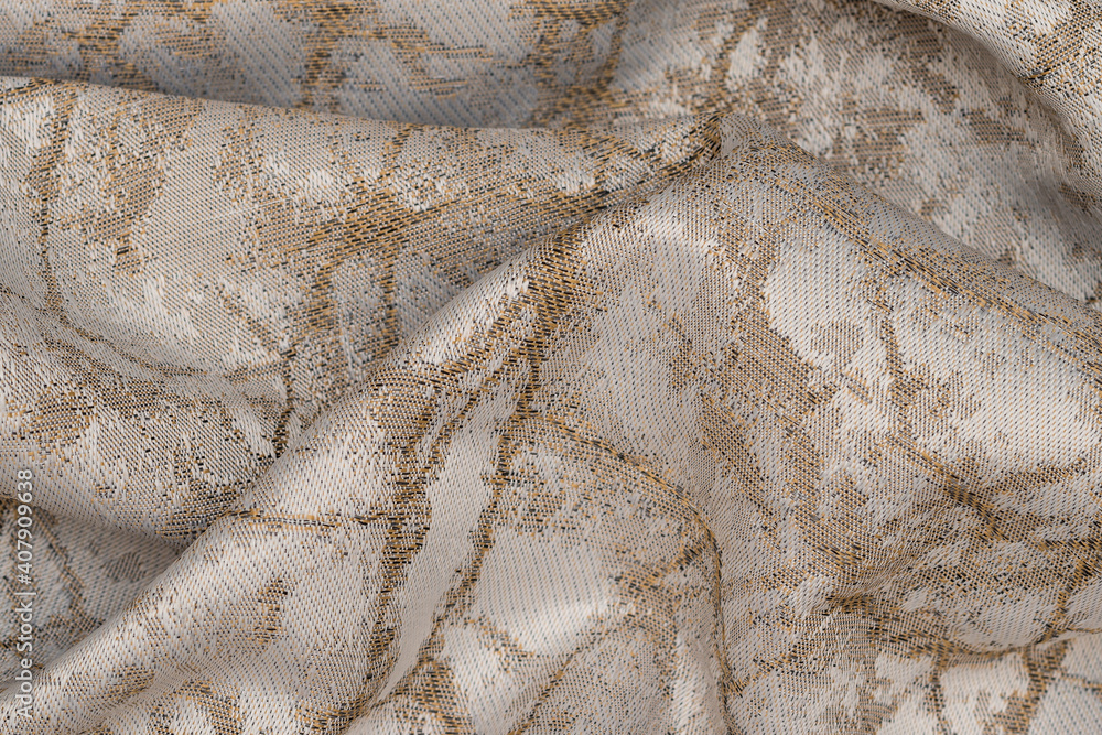 Stone look wrinkled fabric top view. Textile texture as a background ...