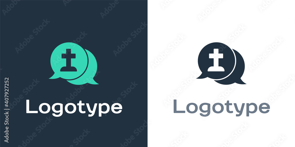 Vecteur Stock Logotype Man graves funeral sorrow icon isolated on white ...