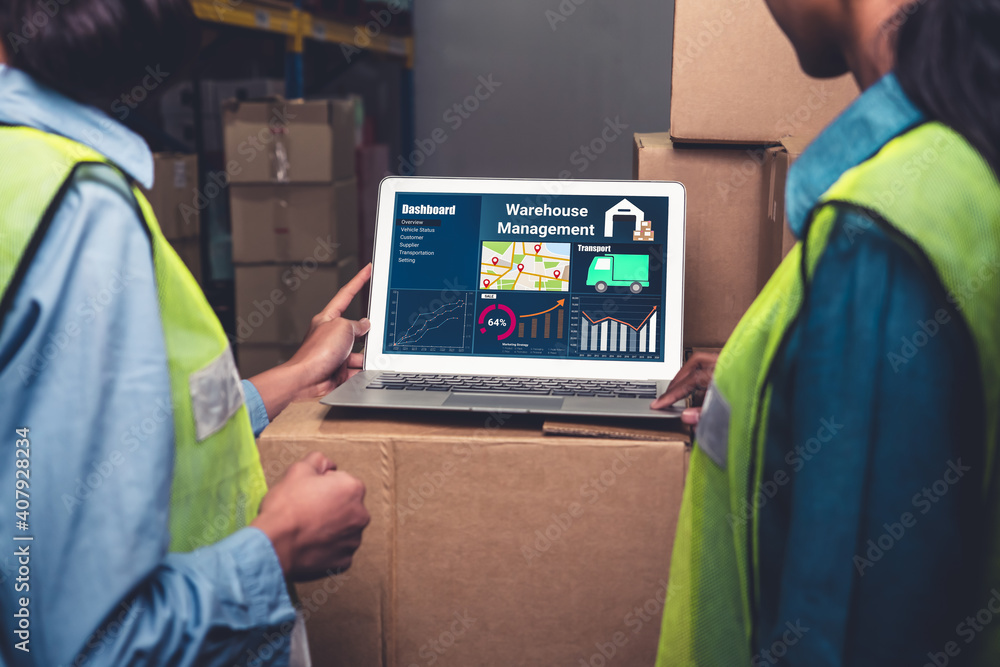 Warehouse management software application in computer for real time ...