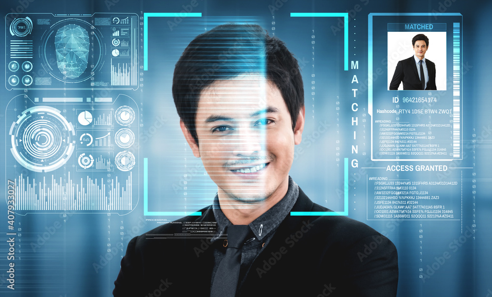 Facial recognition technology scan and detect people face for ...