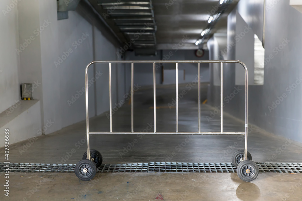 Metallic barrier for security in front of the entry way. Steel barrier ...