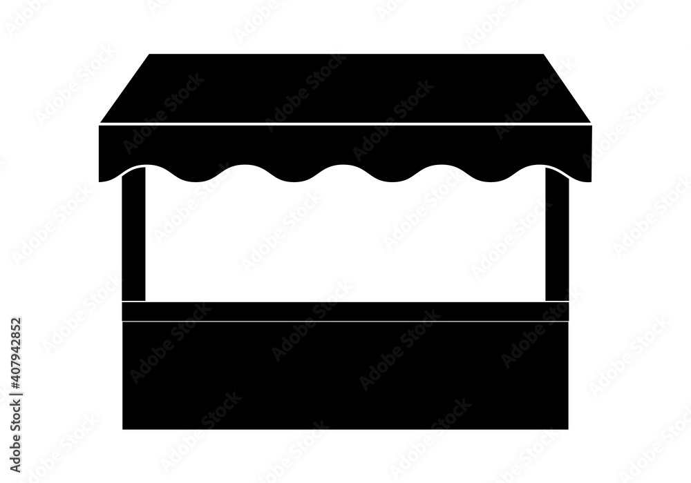 Icono de puesto de mercado, mercadillo o stand sobre fondo blanco Stock ...