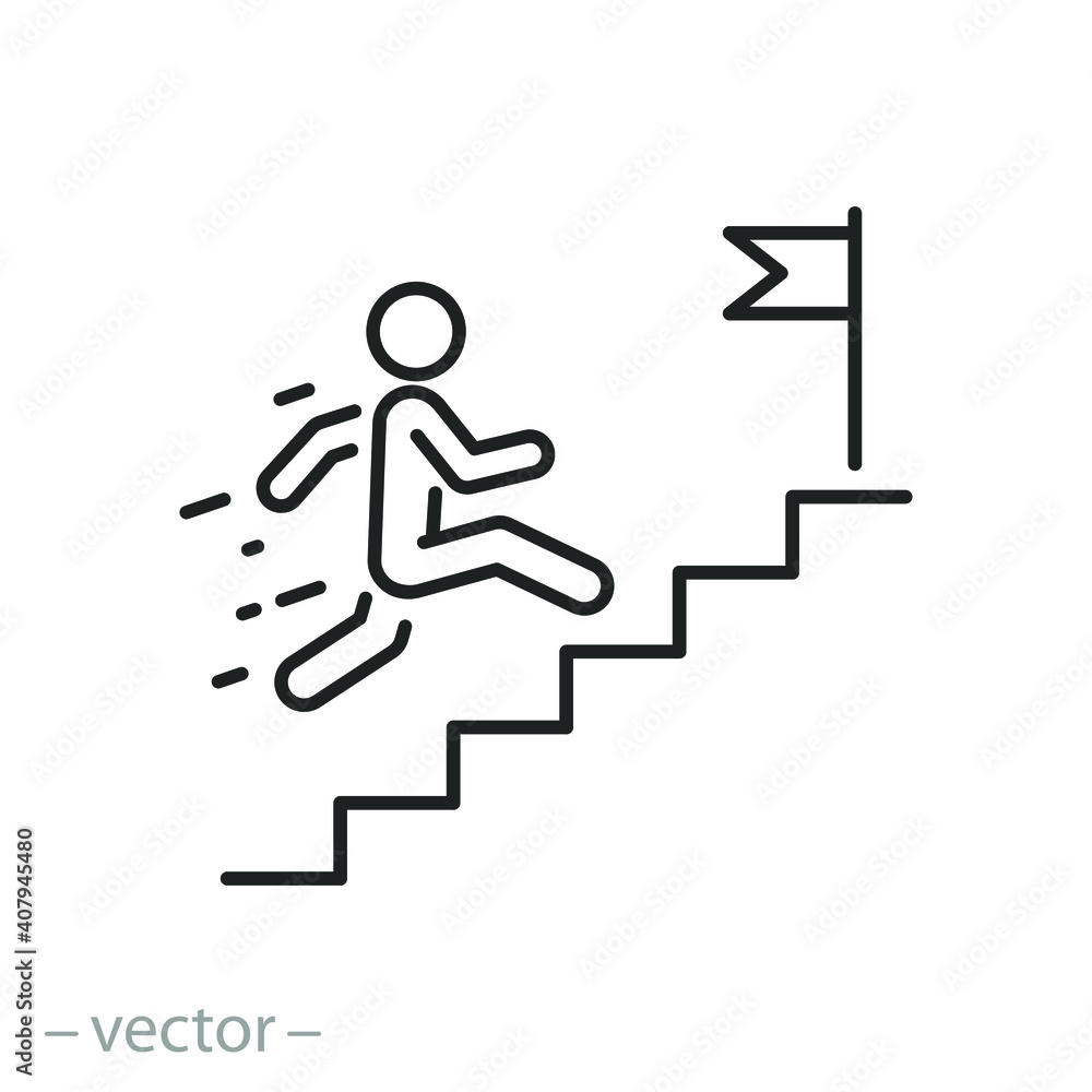 ladder career promotion icon, goal achieving leadership, forward moving ...