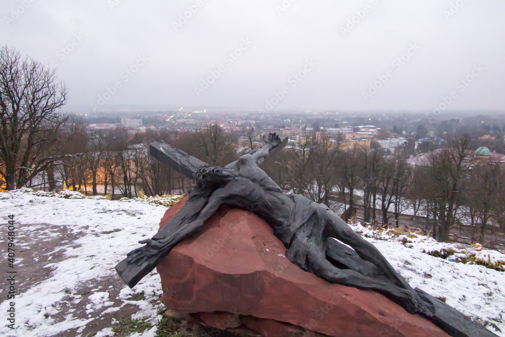 Chelm, Poland, January 9, 2021: Calvary around the Basilica of the ...