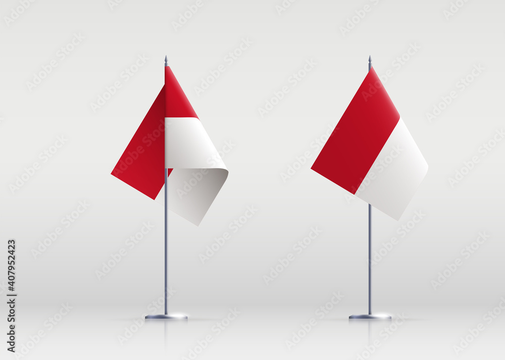 Monaco flag state symbol isolated on background national banner ...