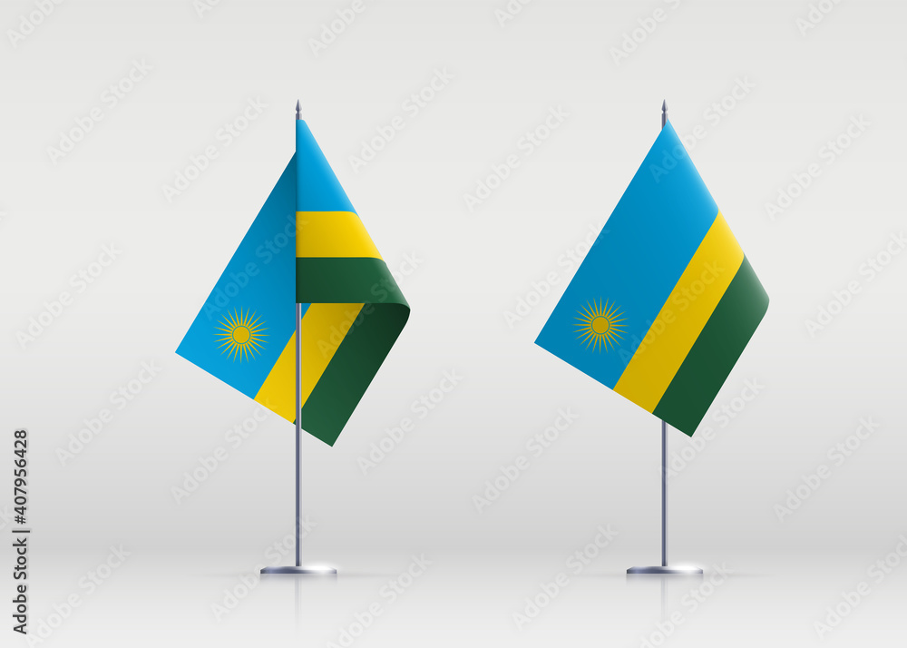 Rwanda flag state symbol isolated on background national banner ...