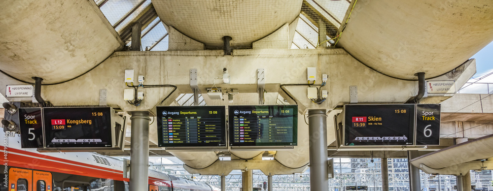 Platform view on Oslo central station. Oslo Central Station ...