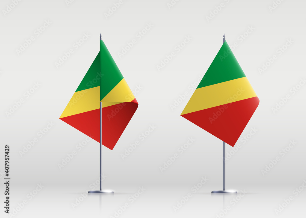 Congo flag state symbol isolated on background national banner ...