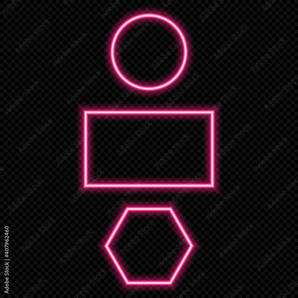 Vector set of neon frames of different colors. Different colors of neon ...