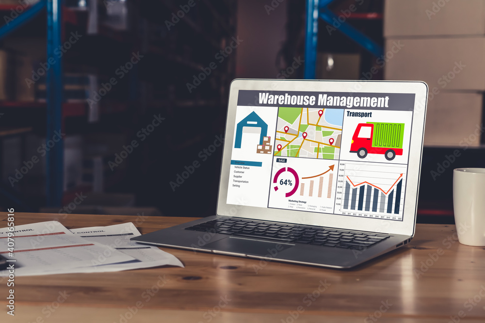 Warehouse management software application in computer for real time ...