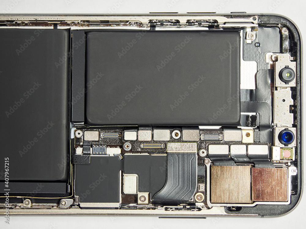 New modern smart phone internal isolated, chip, motherboard, processor ...