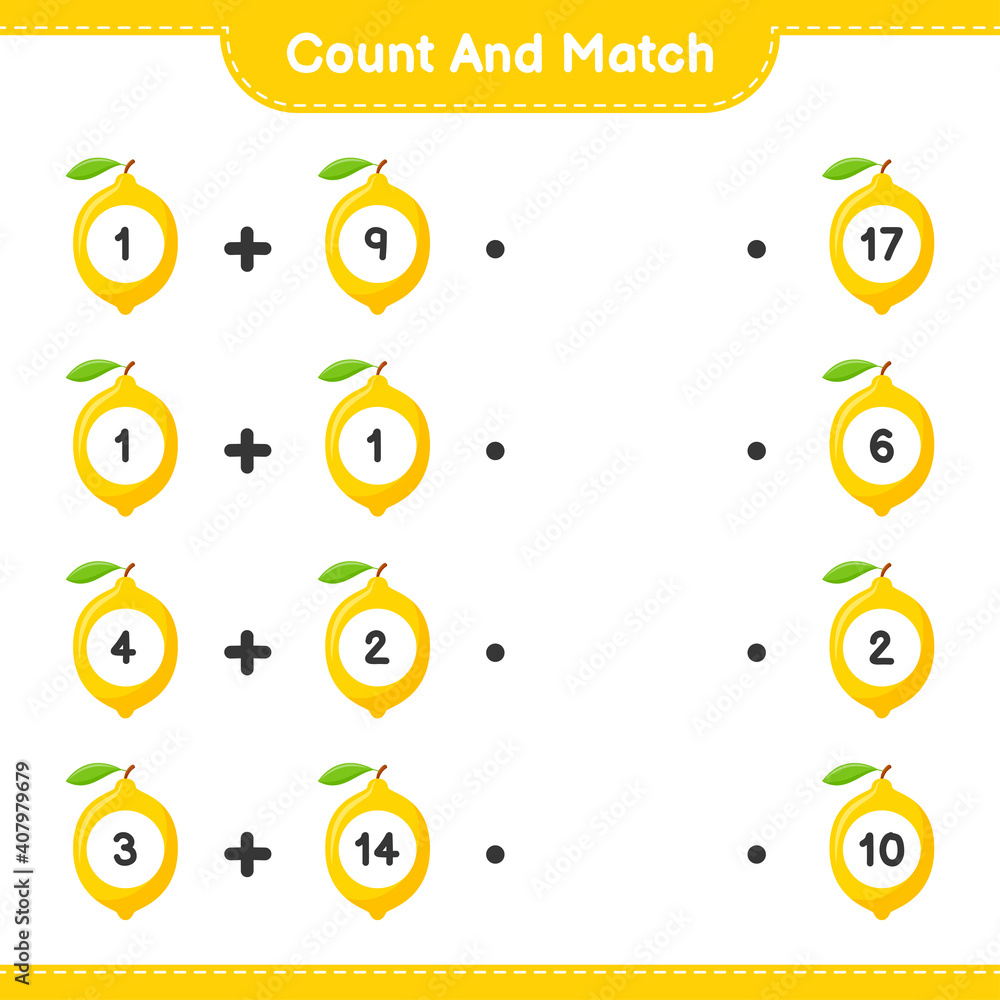 Count and match, count the number of Lemon and match with right numbers ...