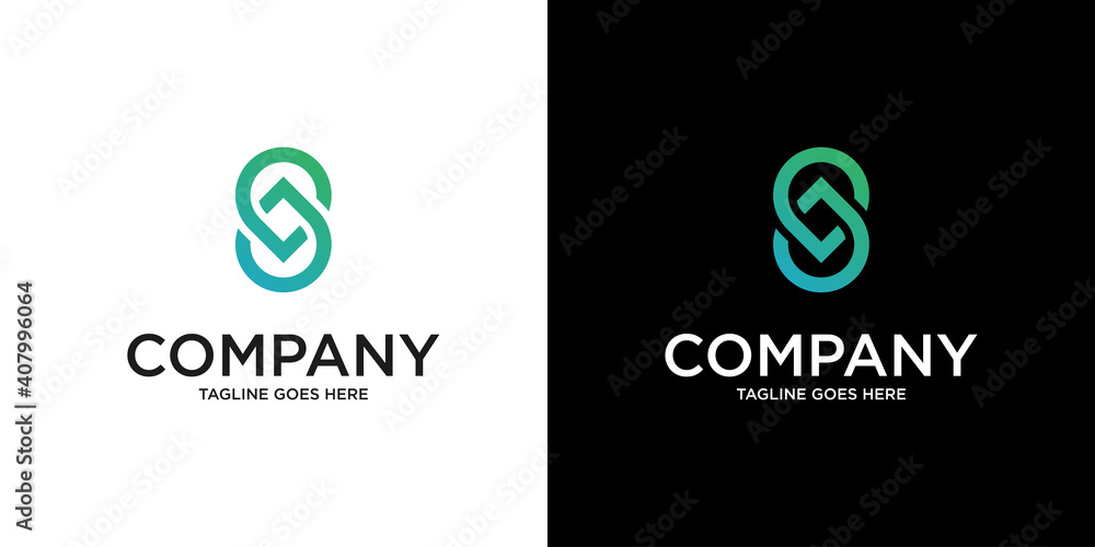 Abstract Initial Letter S and Drop Logo. green color isolated on White ...