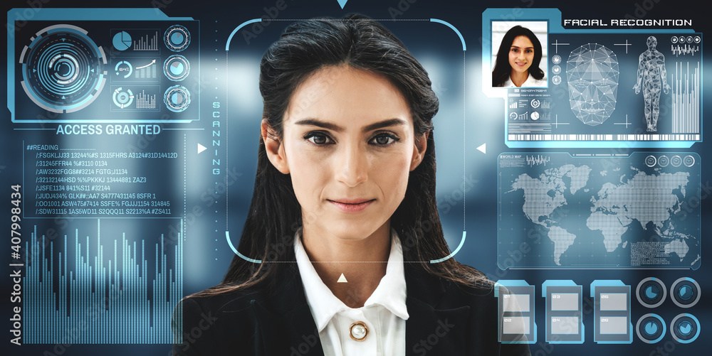 Facial recognition technology scan and detect people face for ...