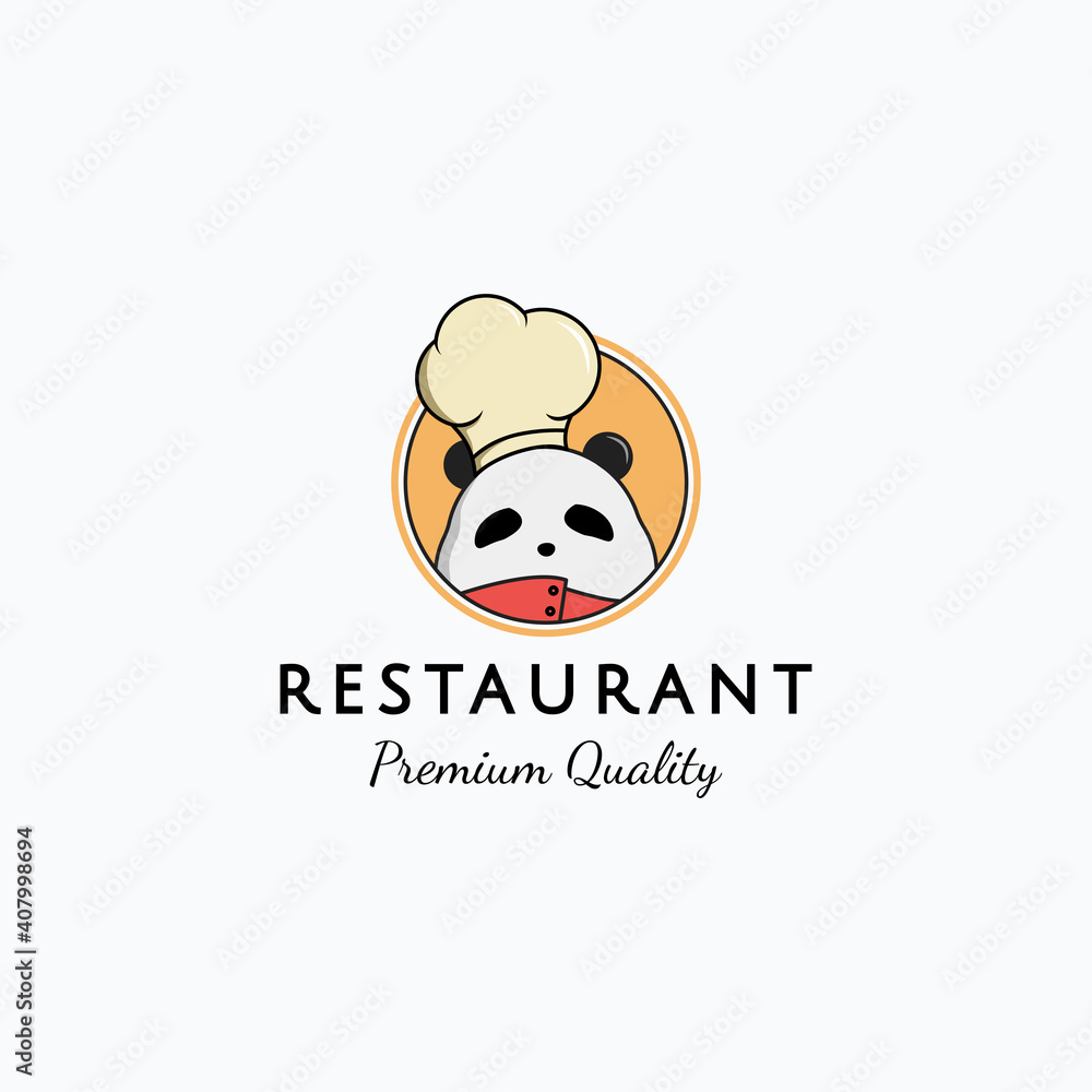 Vector illustration of colorful panda with chef hat fit for restaurant ...