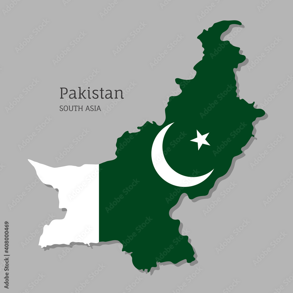 Map of Pakistan with national flag. Highly detailed editable map of ...