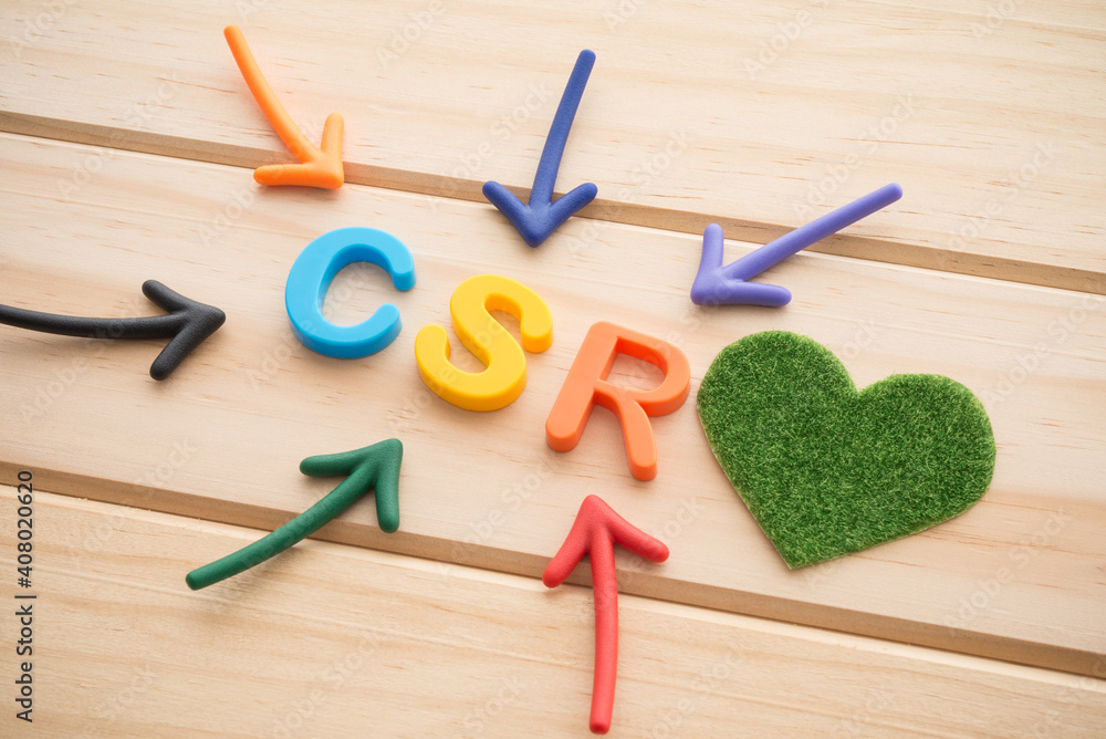 Corporate social responsibility (CSR) activities concept. Color ...