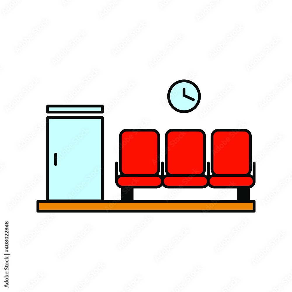Waiting room vector line icon, linear concept, outline sign, symbol on white background color ...