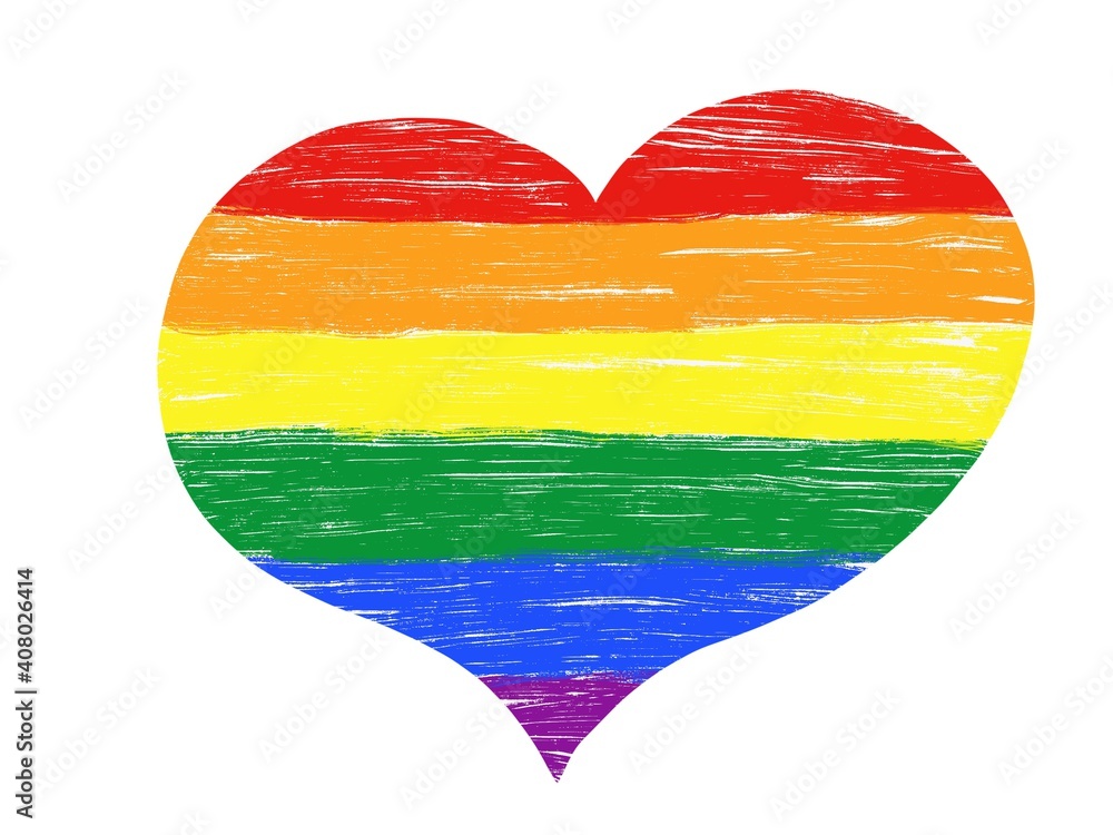 Hand Drawing Rainbow Heart On White Background Using Lgbtq Colors A