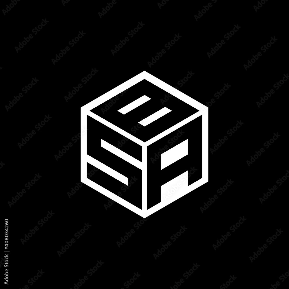 SAB letter logo design with black background in illustrator, cube logo ...