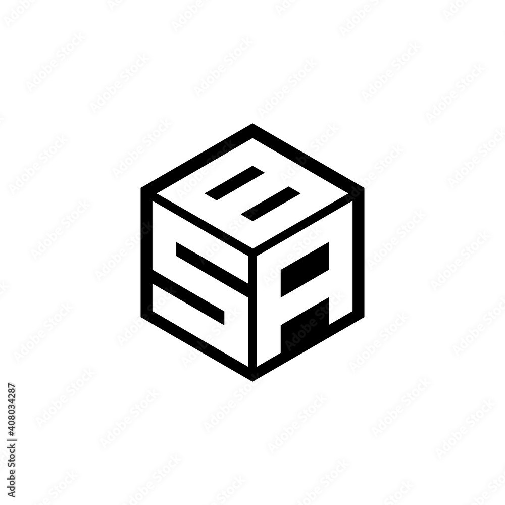 SAB letter logo design with white background in illustrator, cube logo ...